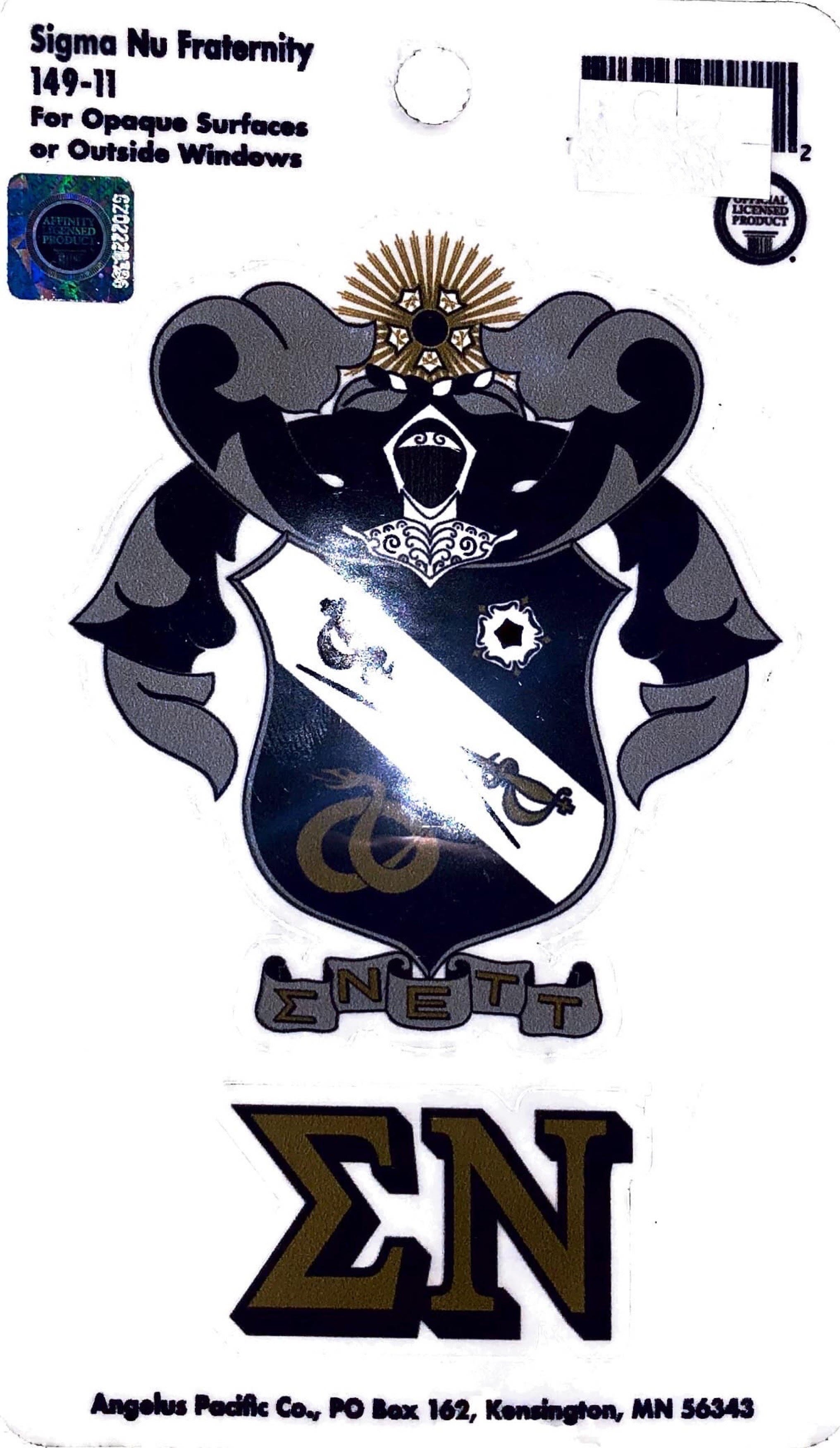 Sigma Nu Fraternity Crest & Letter Decal – Greek Threads