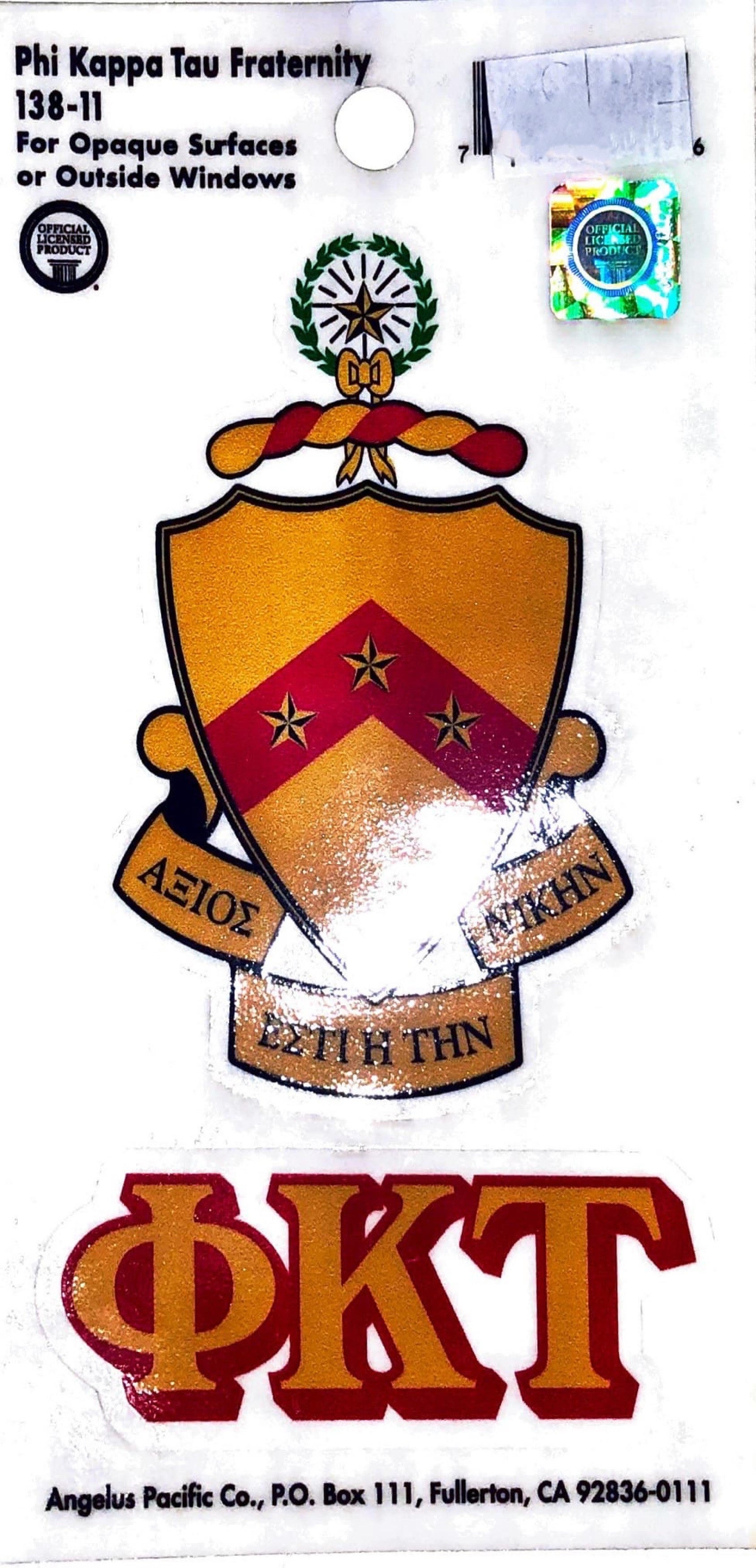 Phi Kappa Tau Fraternity Crest & Letter Decal – Greek Threads