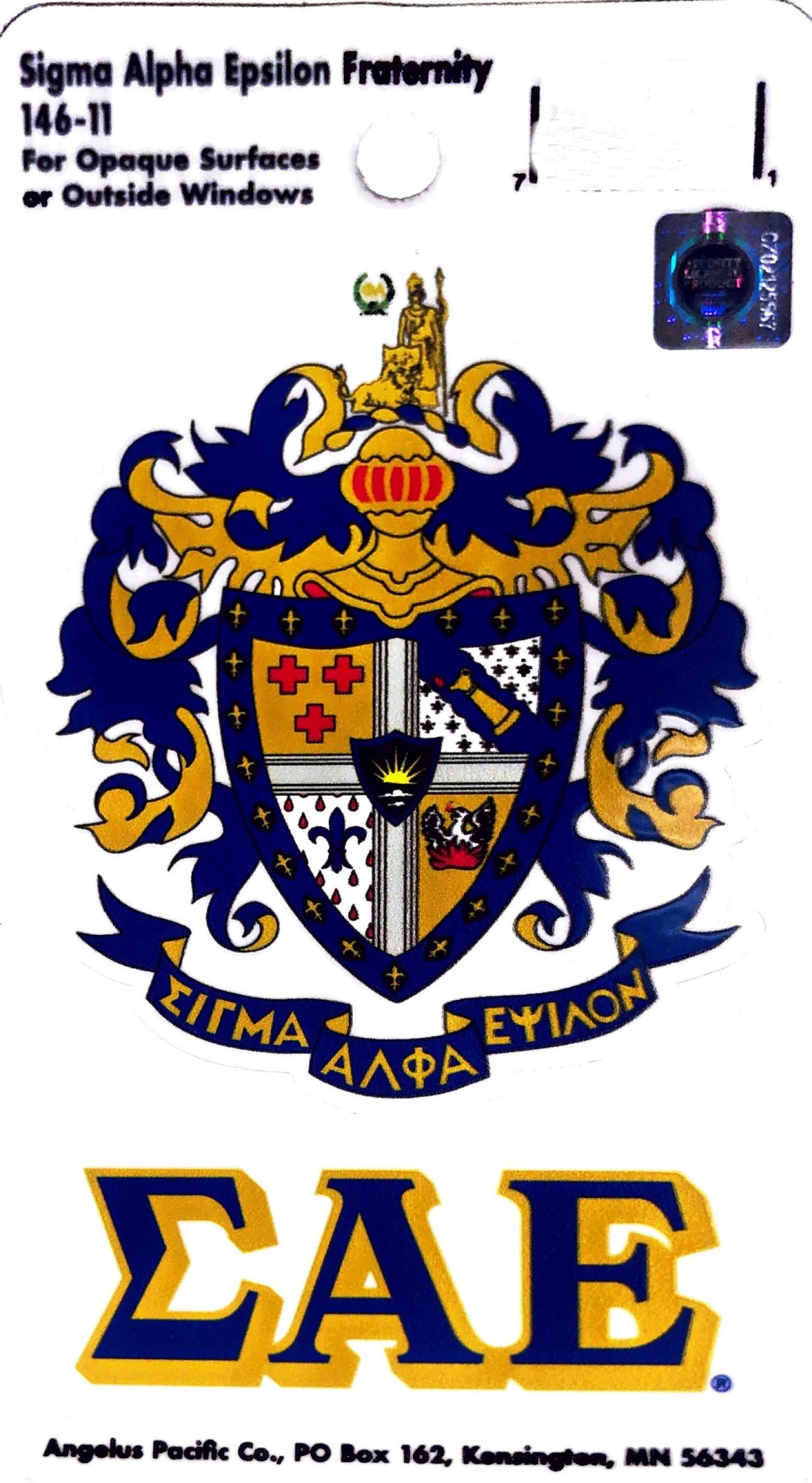 Sigma Alpha Epsilon Fraternity Crest & Letter Decal – Greek Threads